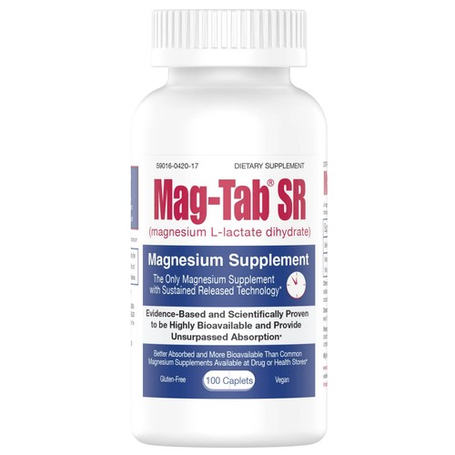 Mag Tab SR Magnesium L Lactate Dihydrate 84mg Supplement 100 Count 2 ...