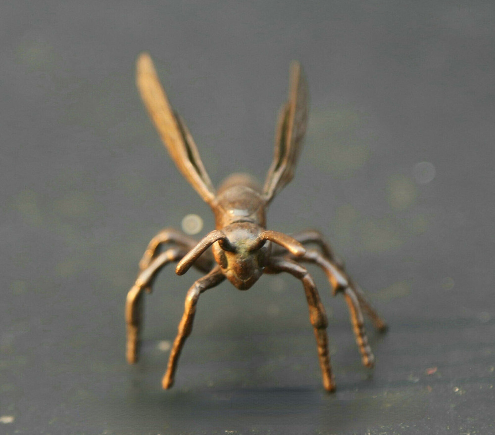 2.2" Chinese Pure Bronze Insect Animal Hornet Wasp Vespid HuangFeng ...