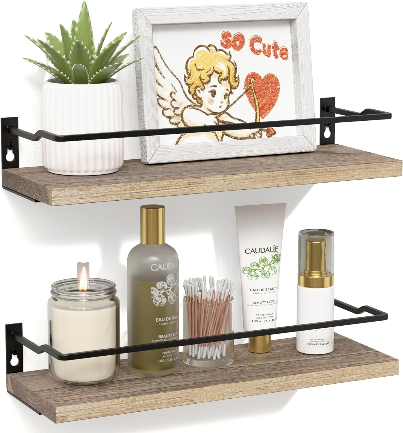 Bathroom Shelves, Guard-Rail Floating Shelves for Wall, Wall Mounted ...
