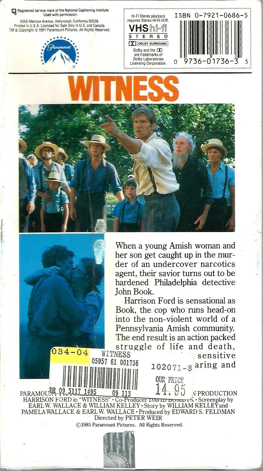 Witness VHS & Six Days Seven Nights Lot of 2 Tapes Harrison Ford Anne ...