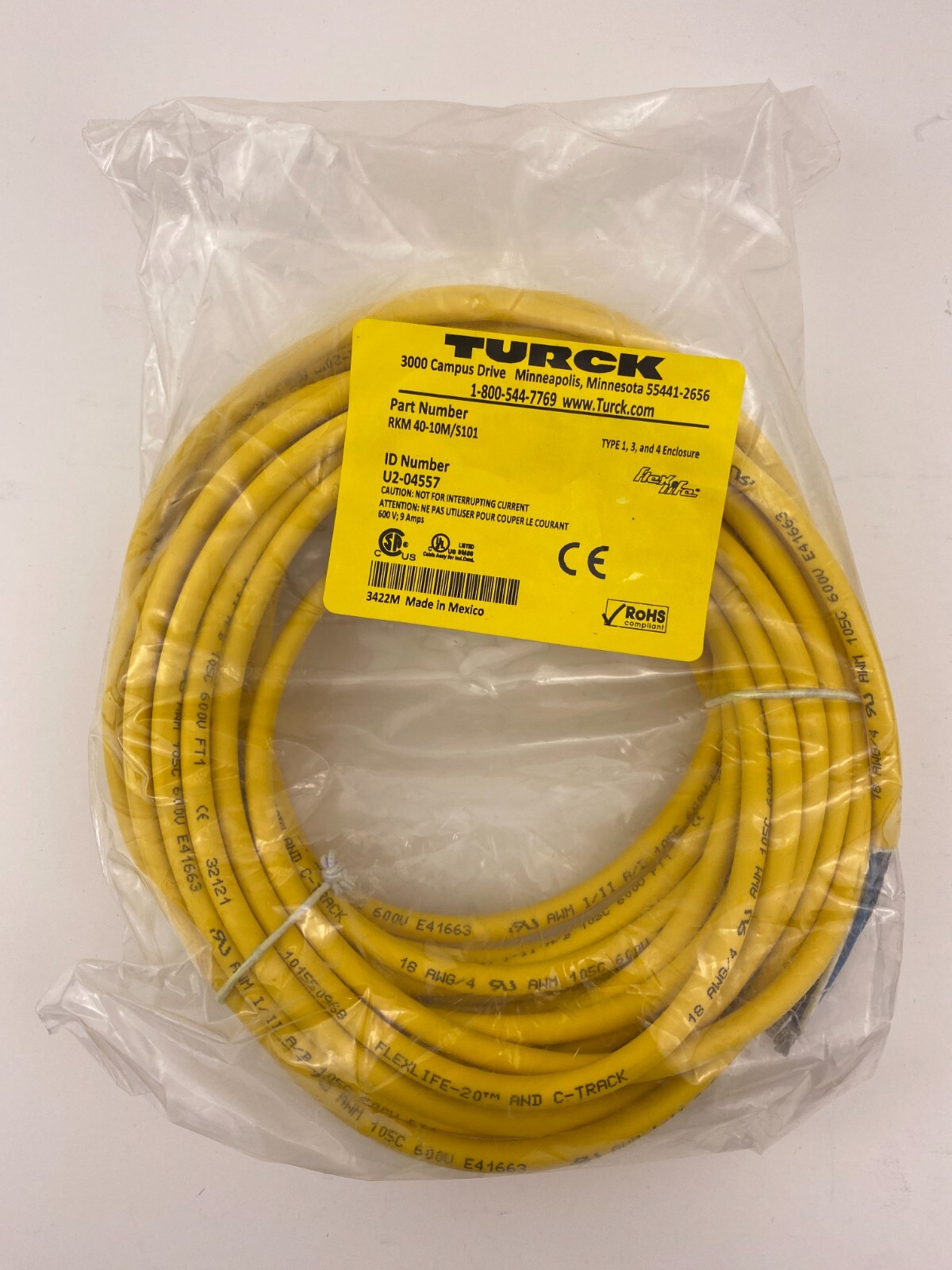 Turck ID No U2-04557 Part No RKM40-10M/S101 | eBay