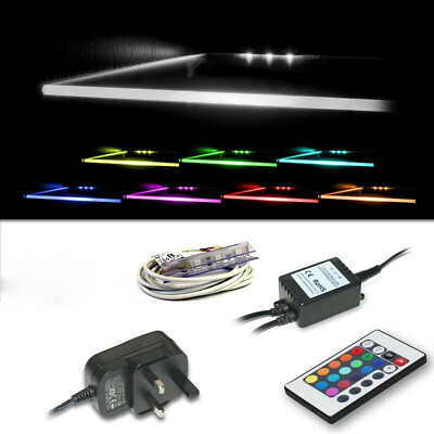 Multicoloured LED Light RGB Set Clips Glass Shelves Remote Control ...