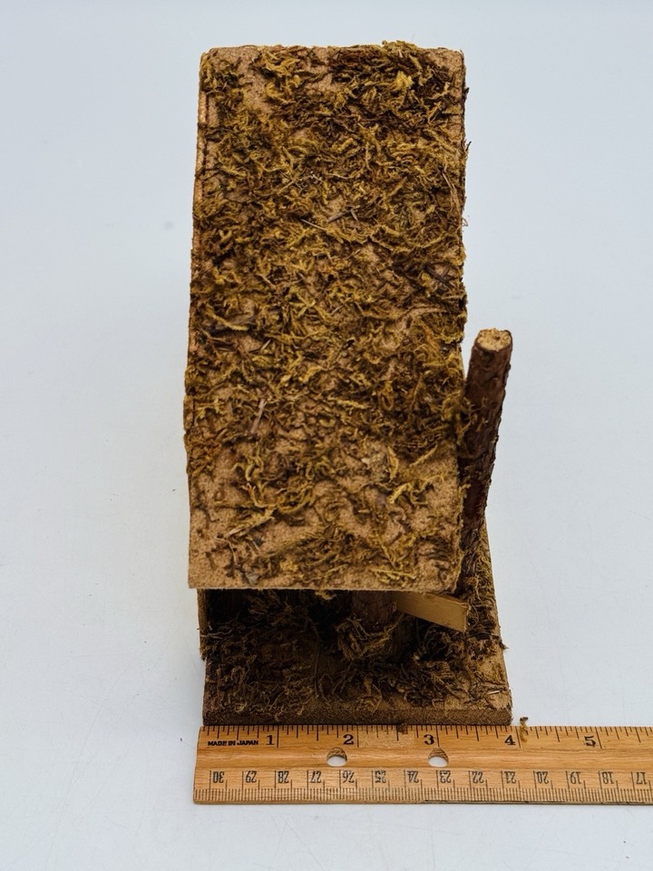 Rustic Wooden Nativity Stable Timber Moss Roof Crèche Manger Scene ...