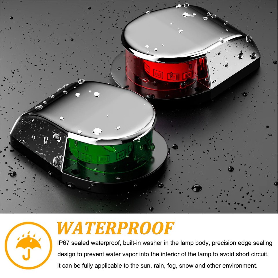 Marine Boat Navigation Lights 12V Waterproof LED Sidelights Red Green ...