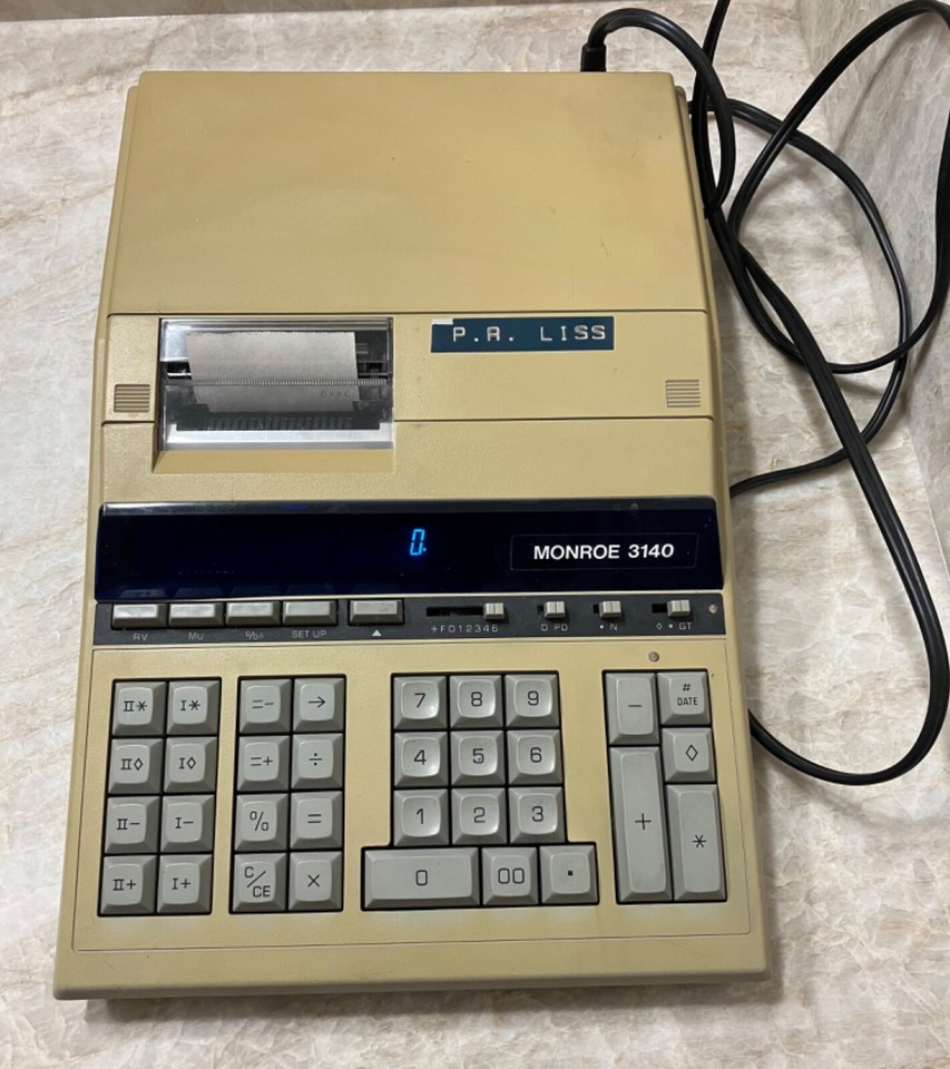 Vintage Monroe 3140 Desktop Printing Calculator Adding Machine 12 Digit ...
