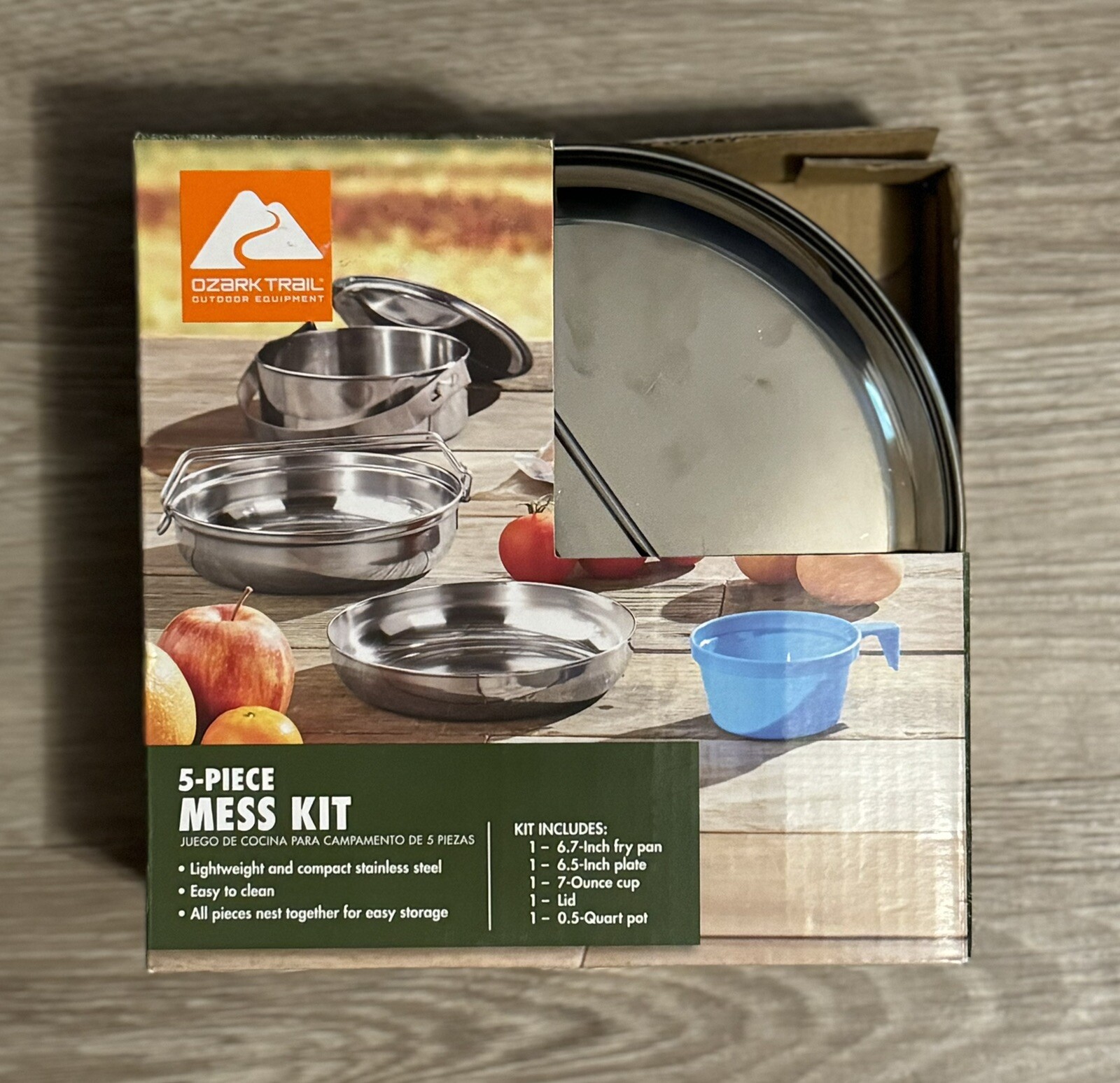 Ozark Trail Space-Saving 5-Piece Cookware Mess Kit, Stainless Steel and ...