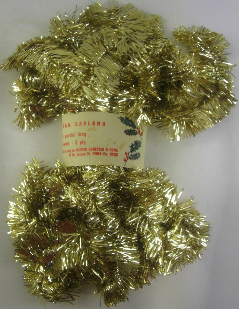 vintage 60's CHRISTMAS Wynne 15ft GOLD Italian TINSEL GARLAND sealed ...