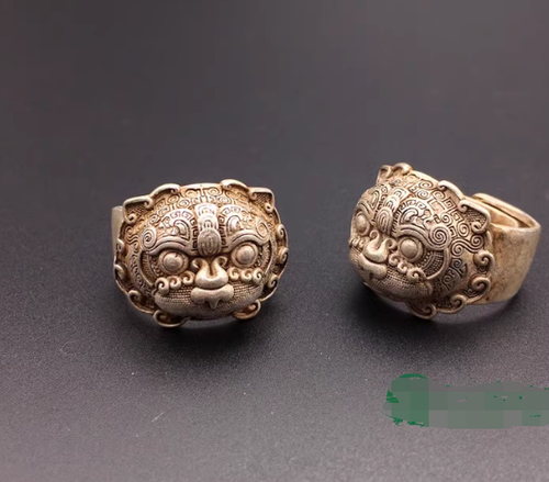 Rare Tibet Tibetan Old silver luck PI Xiu Animal head Ring | eBay