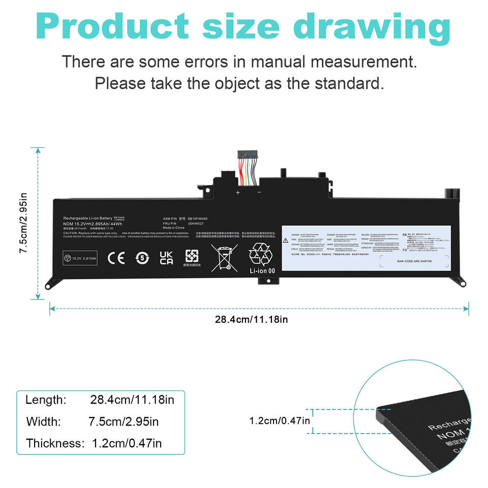00HW027 01AV433 Battery for Lenovo ThinkPad X380 Yoga 260 370 X380 15 ...