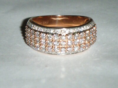GENUINE 14K RG/WG PAVE DIAMOND BAND RING~ 1CTW~SZ 6~5 GR~PRE-OWNED~NOT ...