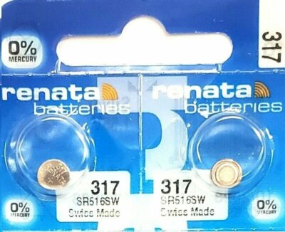 317 RENATA SR516SW (2 Piece) SR516W WATCH BATTERIES New Authorized ...
