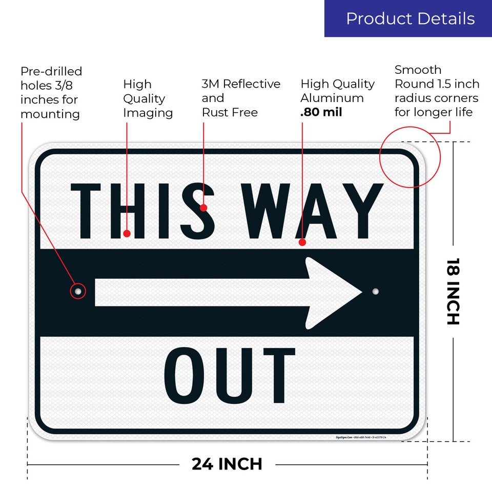 Right Arrow This Way Out Sign, | eBay