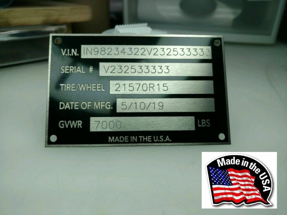ENGRAVED 5 LINE TRAILER ID DATA PLATE NUMBER DATA TAG NAMEPLATE | eBay