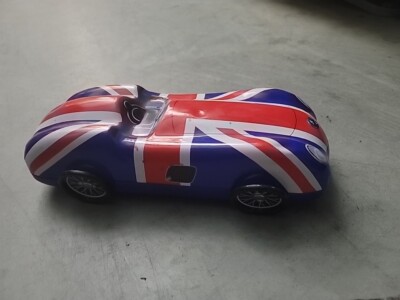 Union Jack Car Tin British Flag Metal Cookie Container Silver Crane ...