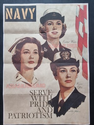 1943 WW2 USA AMERICA NAVY WOMEN SERVE PRIDE PATRIOTISM PROPAGANDA ...
