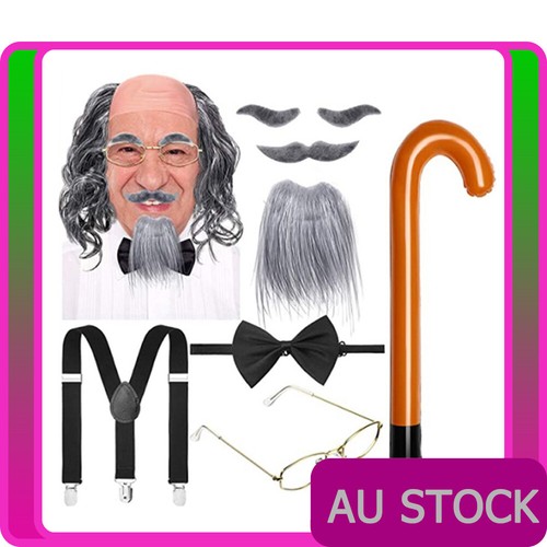8pcs Old Man Costume Grandpa Mens Child Kids Boys Kit 100 Days School ...