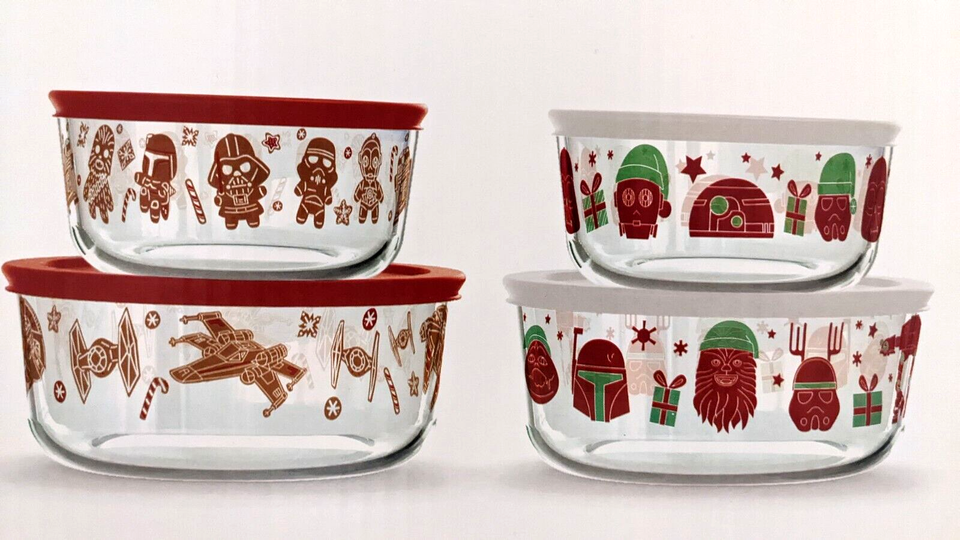 Star Wars Pyrex 8 Piece Glass Food Storage Set Box, Holiday Theme Pyrex ...