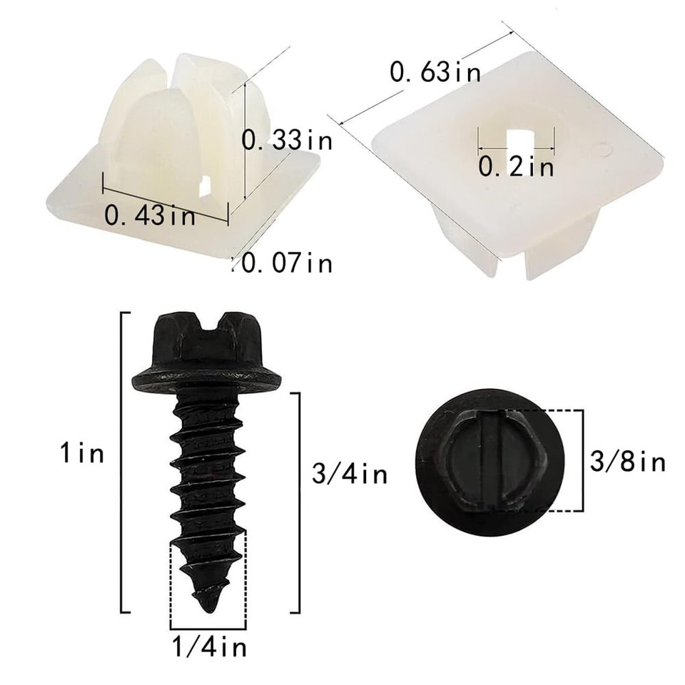 License Plate Screw Kit - Black, OEM Style Fasteners with Nylon Screw ...