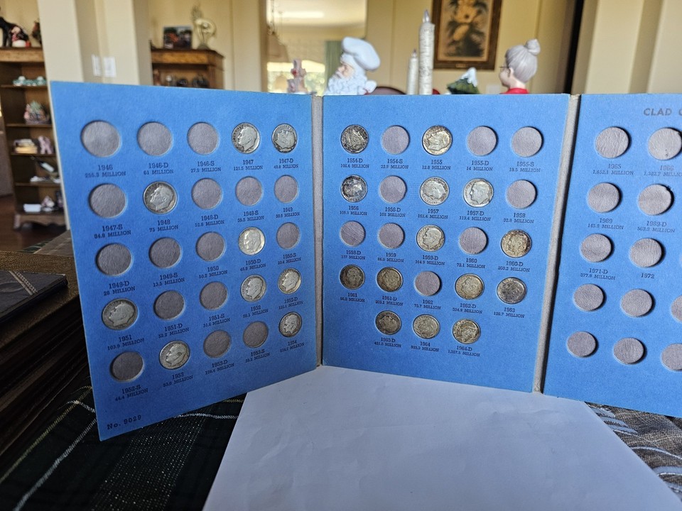 Lot Of 4 Asst Dime Coin Collecting Albums (1- BARBER, 1-MERCURY ,2 ...