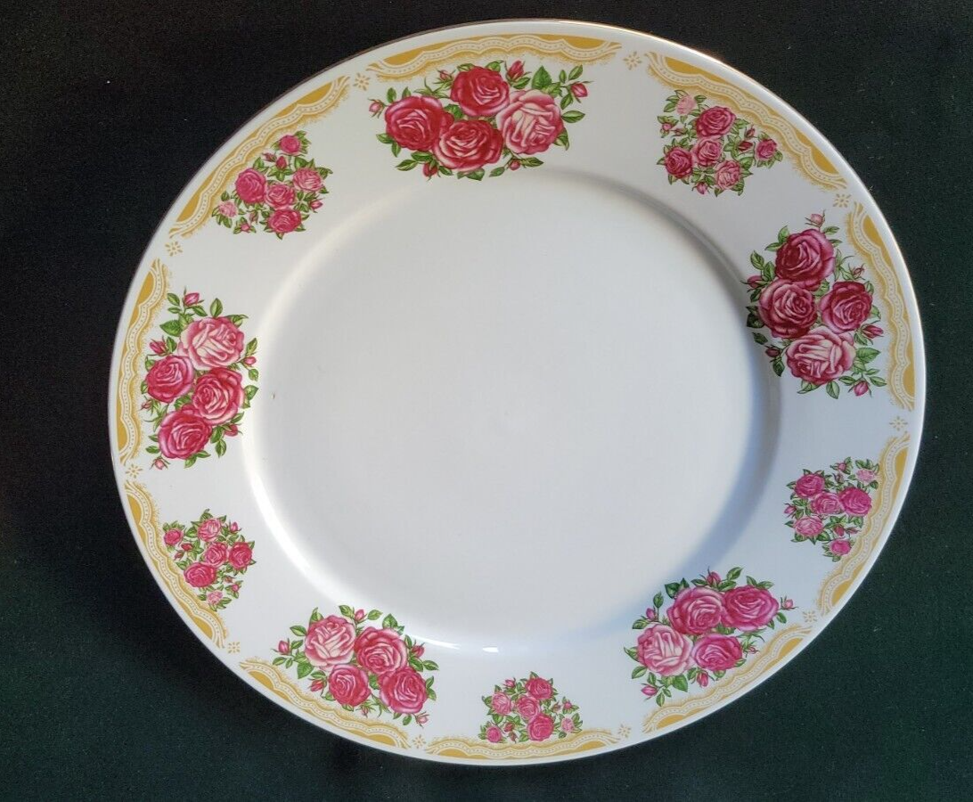 Platter 12” Round Farberware Sydney Roses Chop or Charger China Red ...