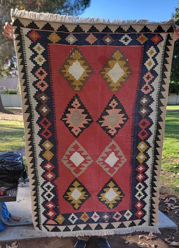 Vintage Turkish Kilim Rug Kilm Wool Handwoven Area Anatolian Kayseri ...