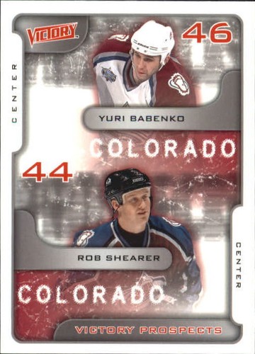 2001-02 Upper Deck Victory Avalanche Hockey Card #367 Yuri Babenko/Rob ...