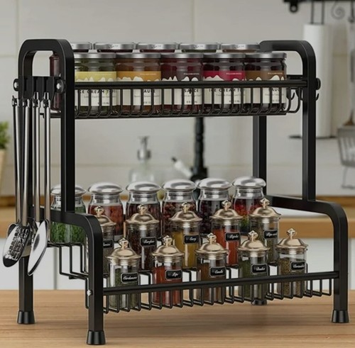 Two-Tier Spice Rack, Countertop Spice Rack Organizer Kitchen Spice Rack ...