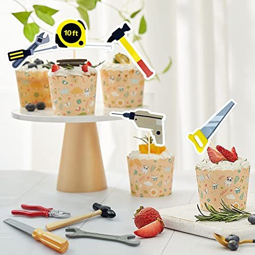 18pcs Tools Cake Topper Tools Cake Decorations Toolbox Wrench Hammer ...