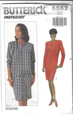 Butterick Sewing Pattern 5562, Misses' Zipper Front Dress, Size 6-8-10 ...