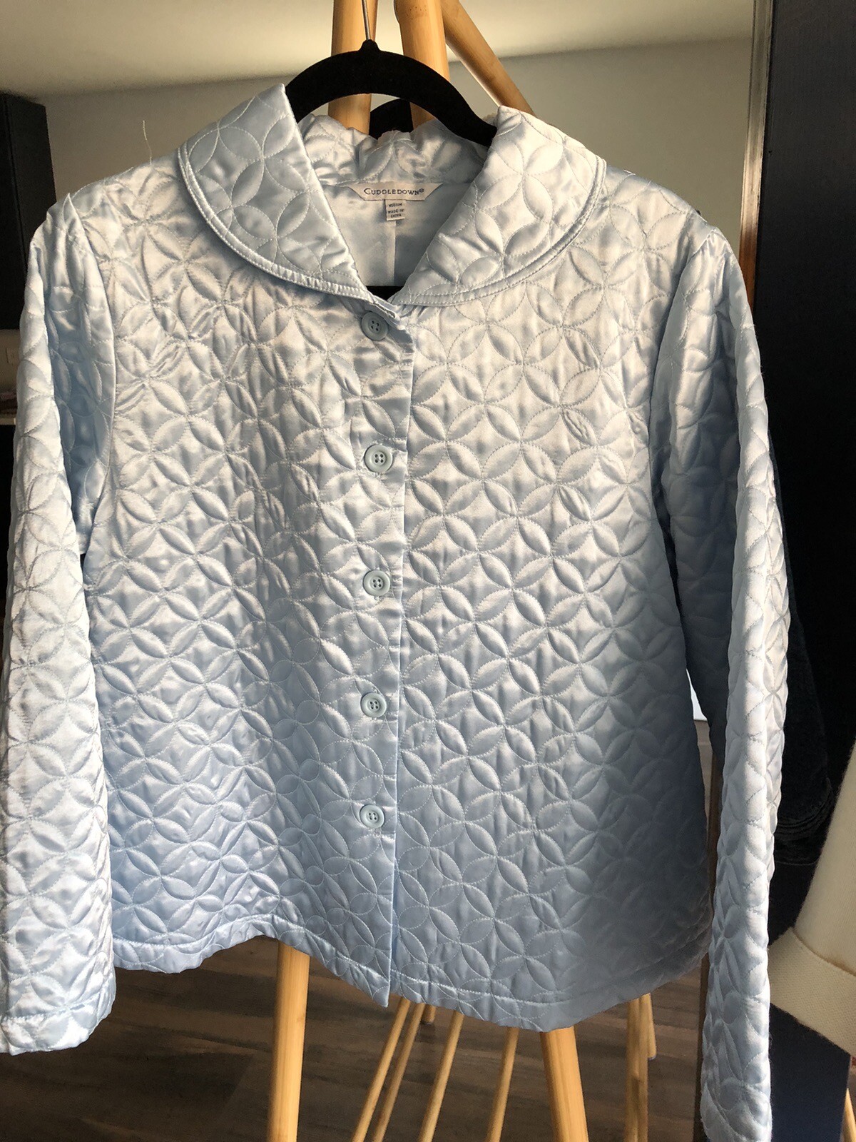 Cuddle Down Quilted Satin Bed Jacket - Gem