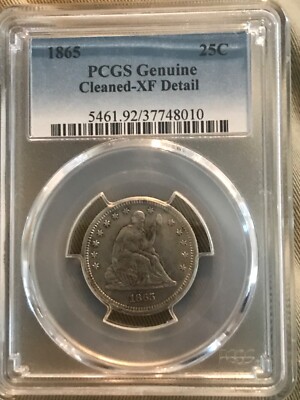 1865 Seated Liberty quarter, PCGS XF, Better date ! | eBay