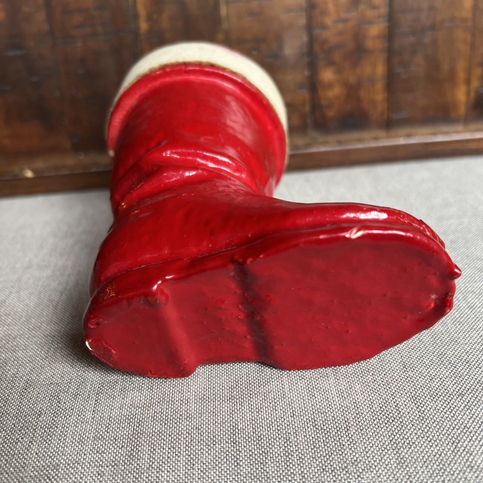 Vintage Paper Mache Red Christmas Boot Candy Container | eBay