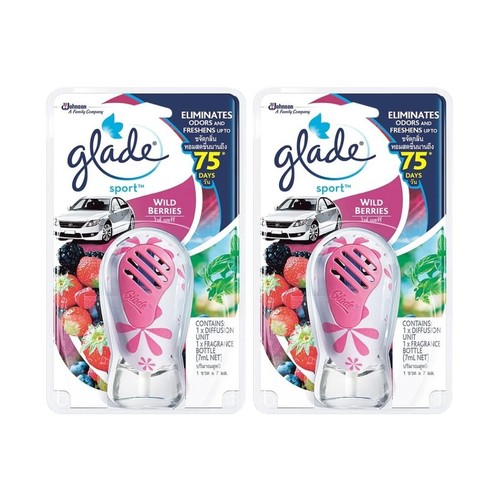 2x Glade Sport Car Air Freshener Wild Berries Scent Fragrance Perfume 7 ...