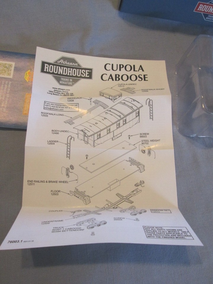 HO Scale Santa Fe 4 Window Rear Cupola Caboose Roundhouse new | eBay