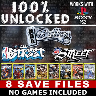 NBA NFL Street Vol. 1 2 3 PlayStation 2 PS2 Memory Card Unlocked Save ...