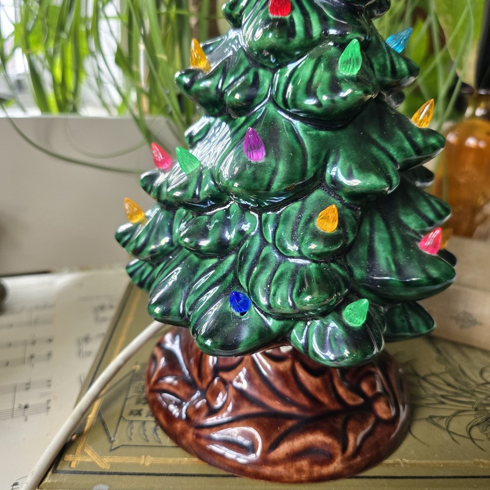 Vintage Atlantic Mold Ceramic Christmas Tree Light Up Green 28 Cm | eBay UK
