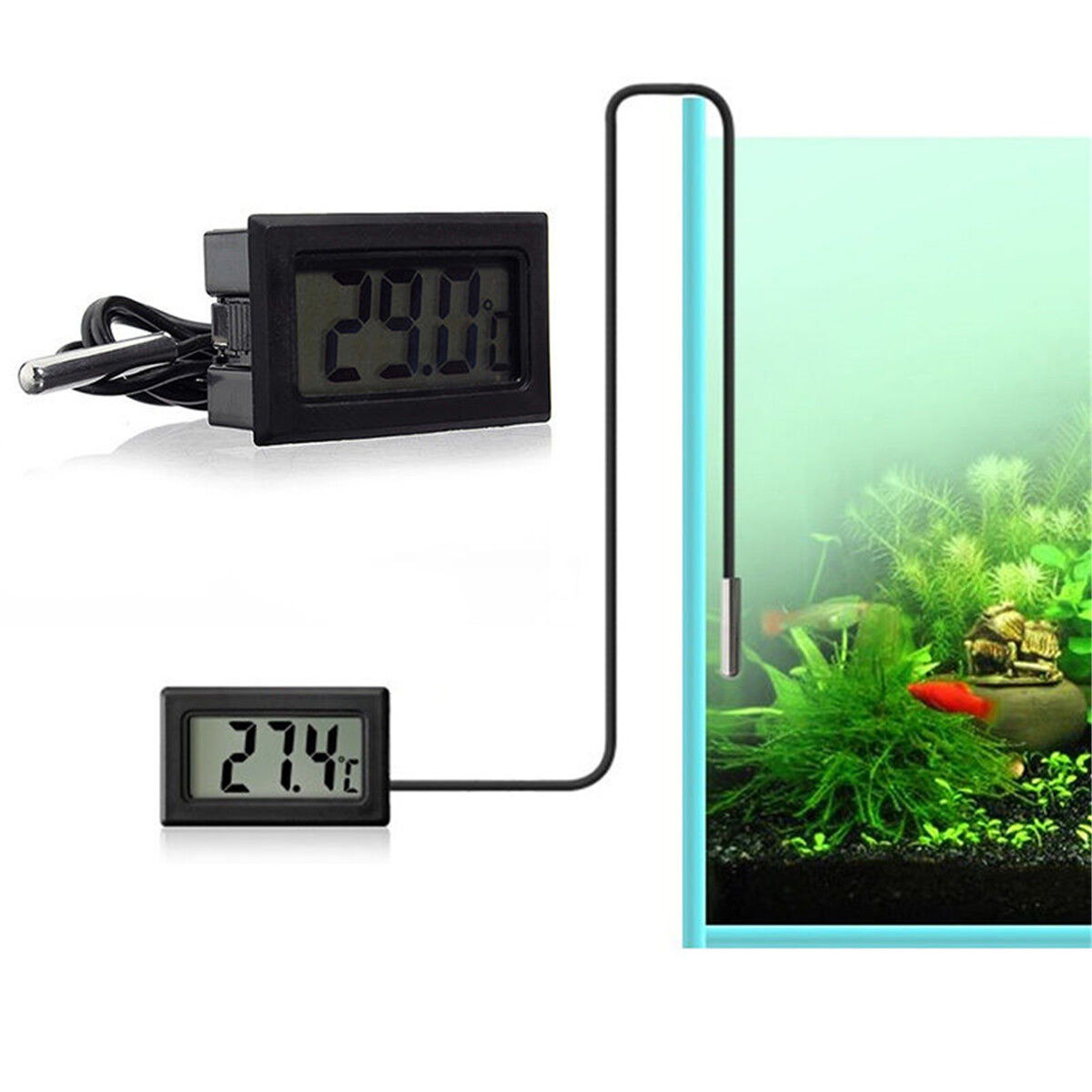 Mini Digital Thermometer Temperatur Messgerät LCD Anzeige mit Fühler 1 ...