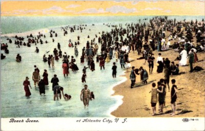 Postcard Beach Scene At Atlantic City N J Aug 20 1908 Divided Back | eBay