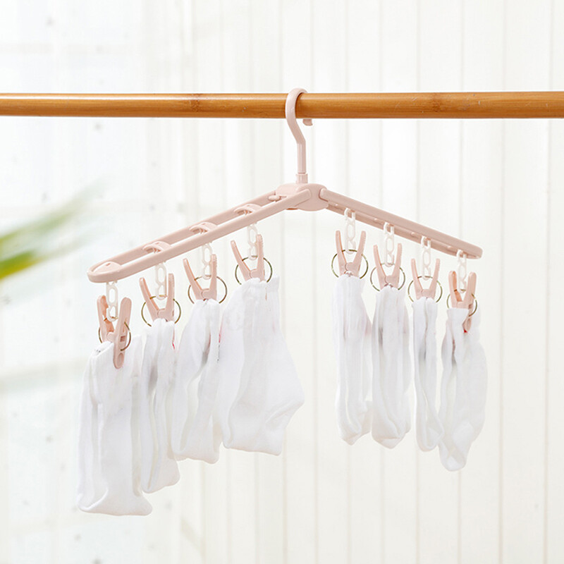 Collapsible Clothes Drying Rack Travel Shirt Socks Hangers with Clips g ...