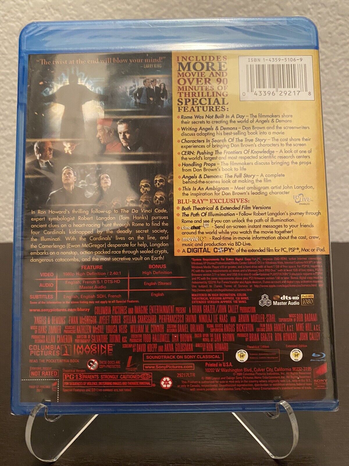 Angels Demons Blu Ray Disc 2009 2 Disc Set Theatrical Extended