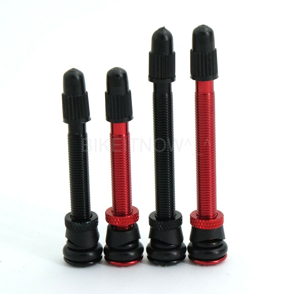 Bike Road/MTB Tubeless Valve Stem + Core Red Anodized 46mm/58mm 1-Pair ...