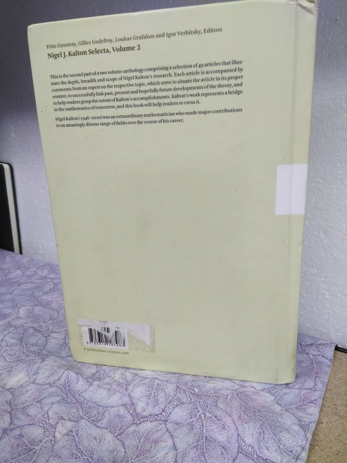 Nigel J. Kalton Selecta: Volume 2 by Gesztesy Fritz (English) Hardcover ...