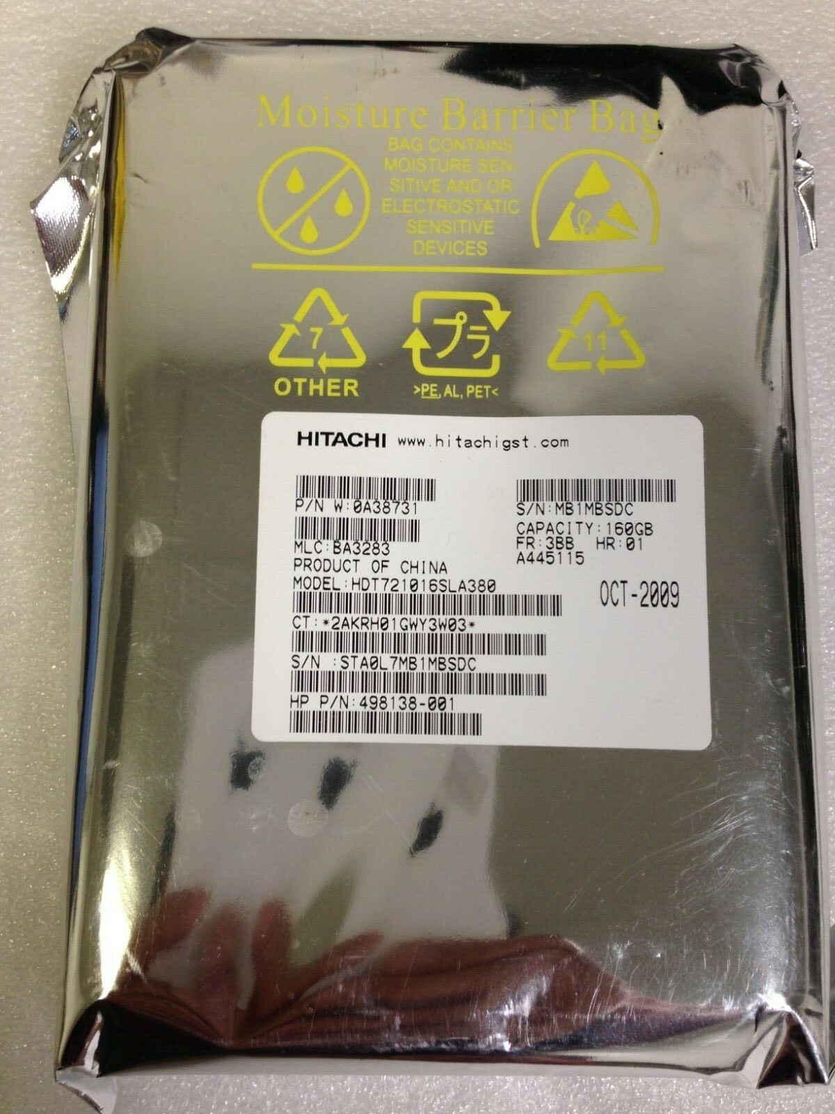 Hitachi HDT721016SLA380 P/N 0A38731 ,498138-001 SATA160 GB 3.5''Hard ...