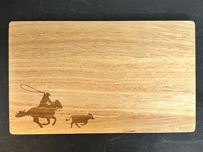 Cowboy On Horse Calf Roping Chopping Board | eBay Australia