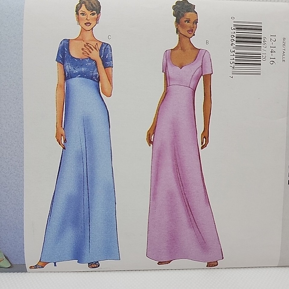 Butterick 6467 Misses' Long High Waist Dress Sewing Pattern Size 12-16 ...