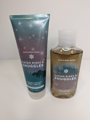 Bath & Body Works Sleigh Rides & Snuggles Body Cream & Shower Gel 10oz ...