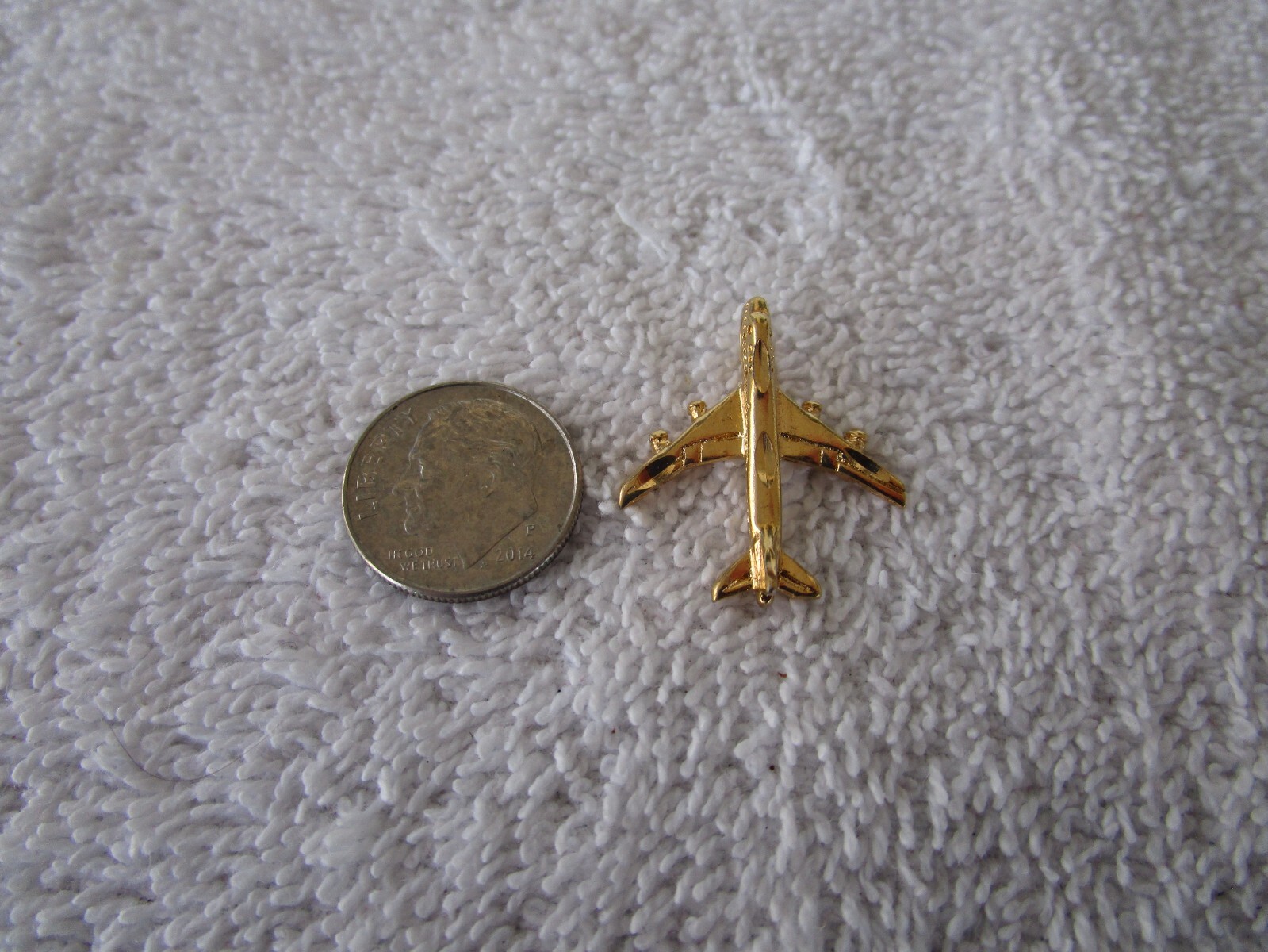 QUALITY+VINTAGE NEW~"YELLOW GOLD PLATED" ~"AIRPLANE DESIGN "~ PENDENT ...