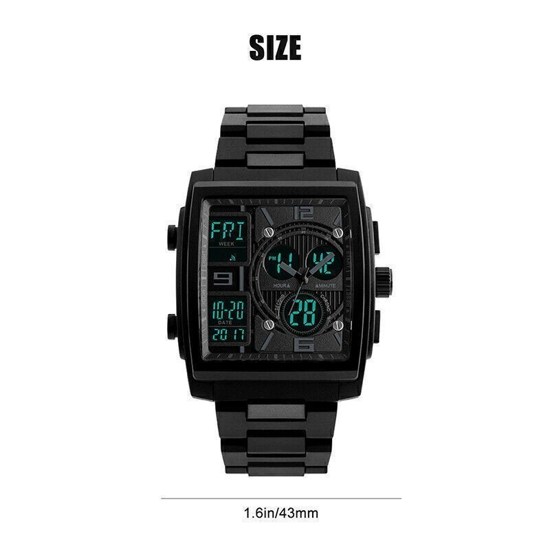 Men Watch Analog Digital Date Alarm Waterproof Military Quartz Sport ...