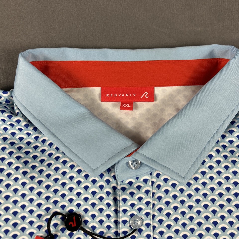 Redvanly Golf Shirt Polo Chest Logo Randolph Print XXL Blue Polyester ...