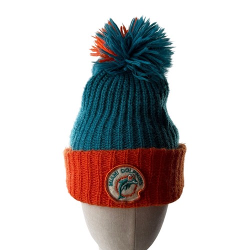 NFL Vintage Miami Dolphins Knit Hat Cuffed Pom Beanie Retro Logo | eBay